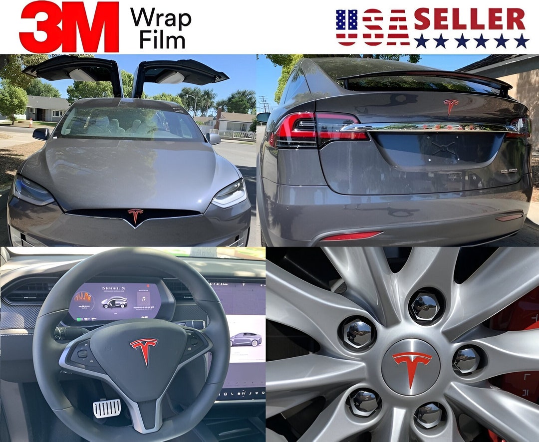 Tesla Model X Emblem Badge Logo 3M 1080 Vinyl Wrap Sticker 8 Decals ...