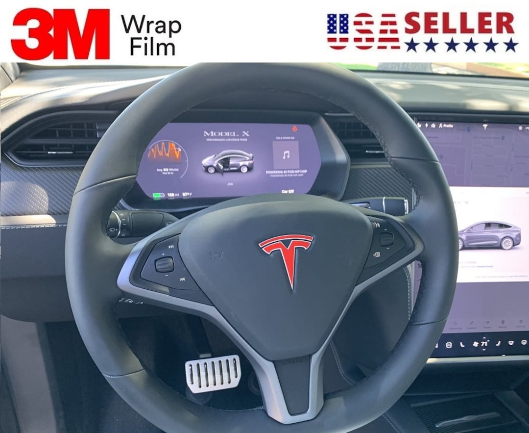 2pcs Tesla Model S / Model X Steering Wheel Emblem Badge "t" Vinyl ...