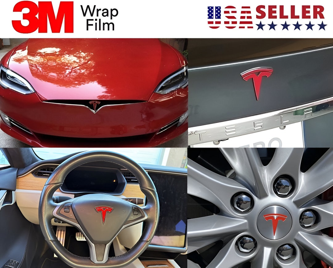 Tesla Model S New Fascia Badge Emblem Logo 3M Vinyl Wrap Sticker 8 ...