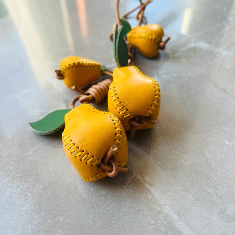 Genuine Leather Yellow Pear Bag Charm,fruit Handbag Charm,purse Charm ...