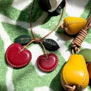 Genuine Leather Fruit Bag Charm,cherry Handbag Charm,purse Accessories ...