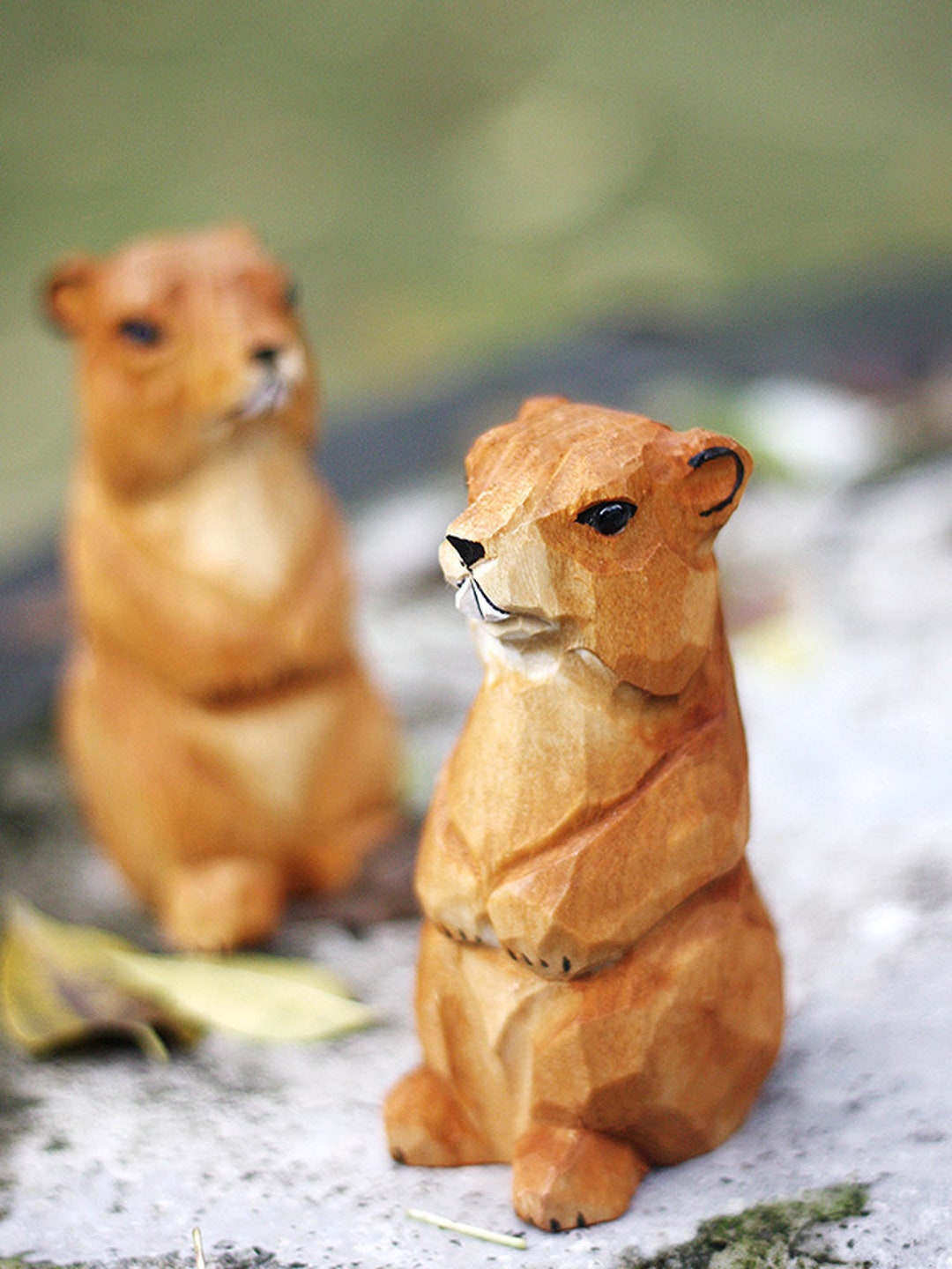 Marmot Handmade Wood Carving Ornaments Animals Desktop Ornaments Gifts ...