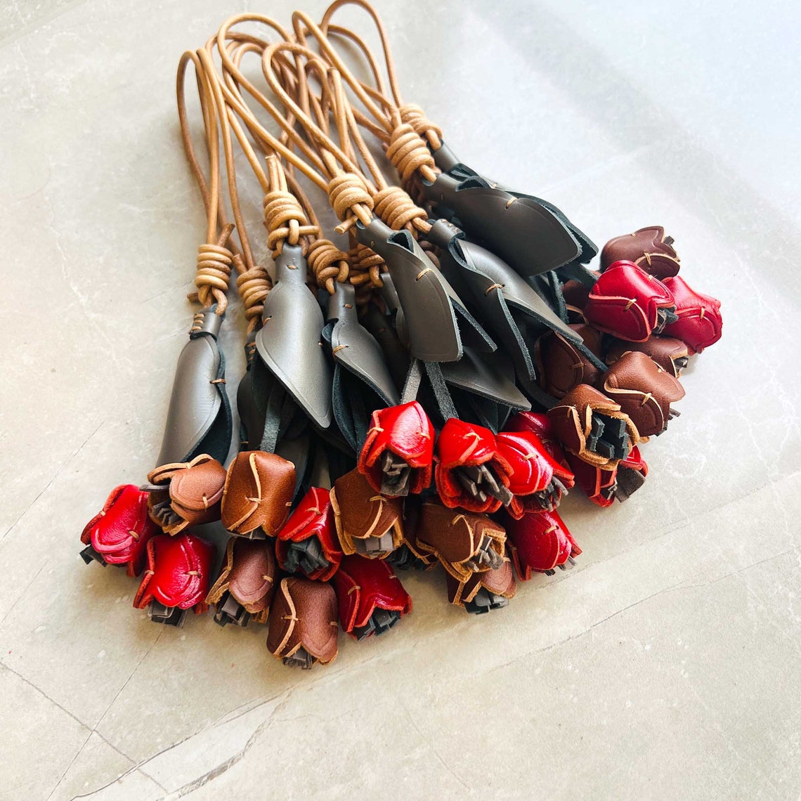 Genuine Leather Flower Bag Charm,tulip Handbag Charm,purse Charm ...