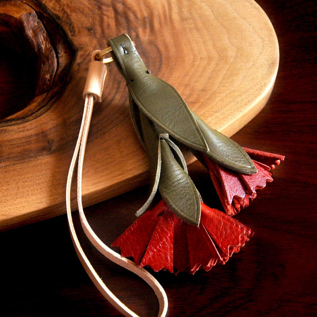 Red Carnation Bag Charm: Flower Accessories Purse Pendant, Floral ...