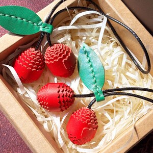 Genuine Leather Fruit Bag Charm,cherry Handbag Accessories,purse Charm ...