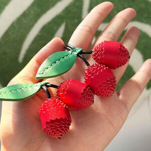 Genuine Leather Fruit Bag Charm,cherry Handbag Accessories,purse Charm ...