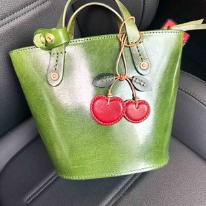 Genuine Leather Fruit Bag Charm,cherry Handbag Charm,purse Accessories ...