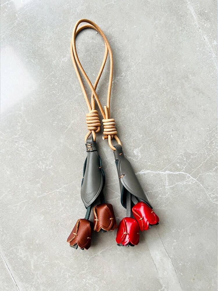 Genuine Leather Flower Bag Charm,tulip Handbag Charm,purse Charm ...