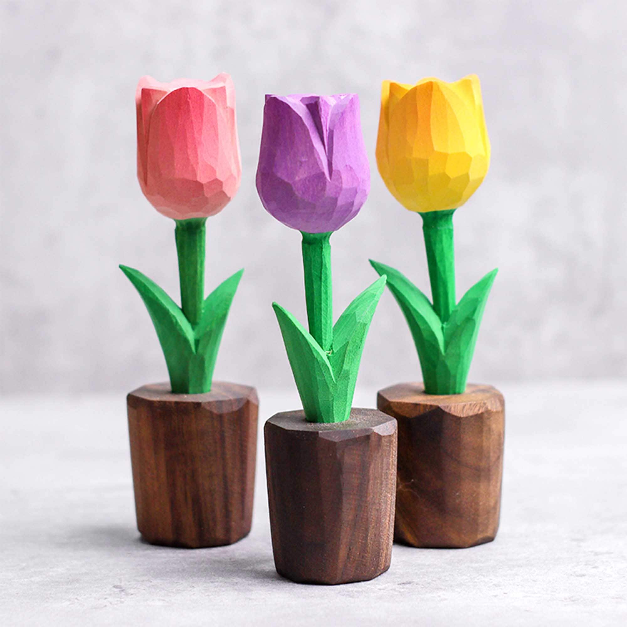 Elegant Wood Carved Tulips for Mom,car Ornaments,wedding Gifts,wooden ...