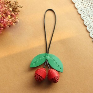 Genuine Leather Fruit Bag Charm,cherry Handbag Accessories,purse Charm ...