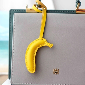 Leather 3D Banana Bag Charm: Yellow Fruit Purse Pendant, Car Hanging ...