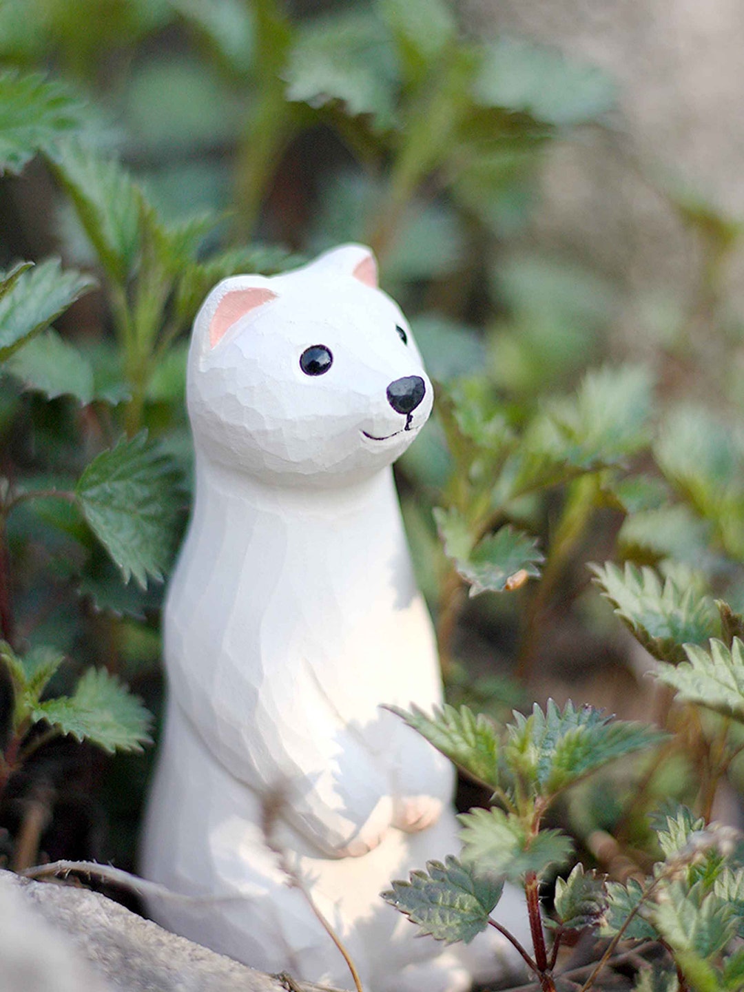 Ferret Wood Figurine, Wooden Ferret Sculpture, Cute Animal, Natural ...