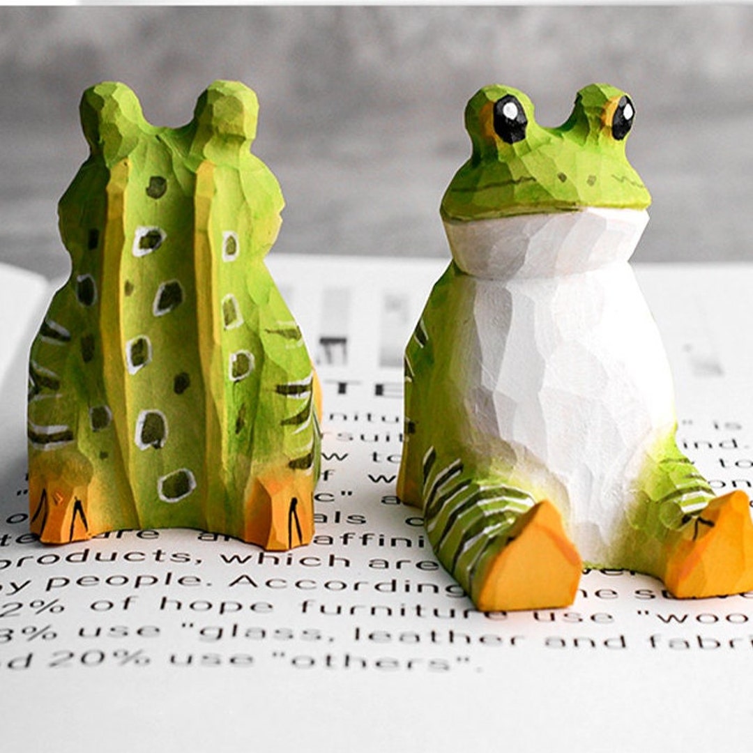 Wooden Frog Office Phone Stand - Rustic Wooden Decor - Handcrafted ...