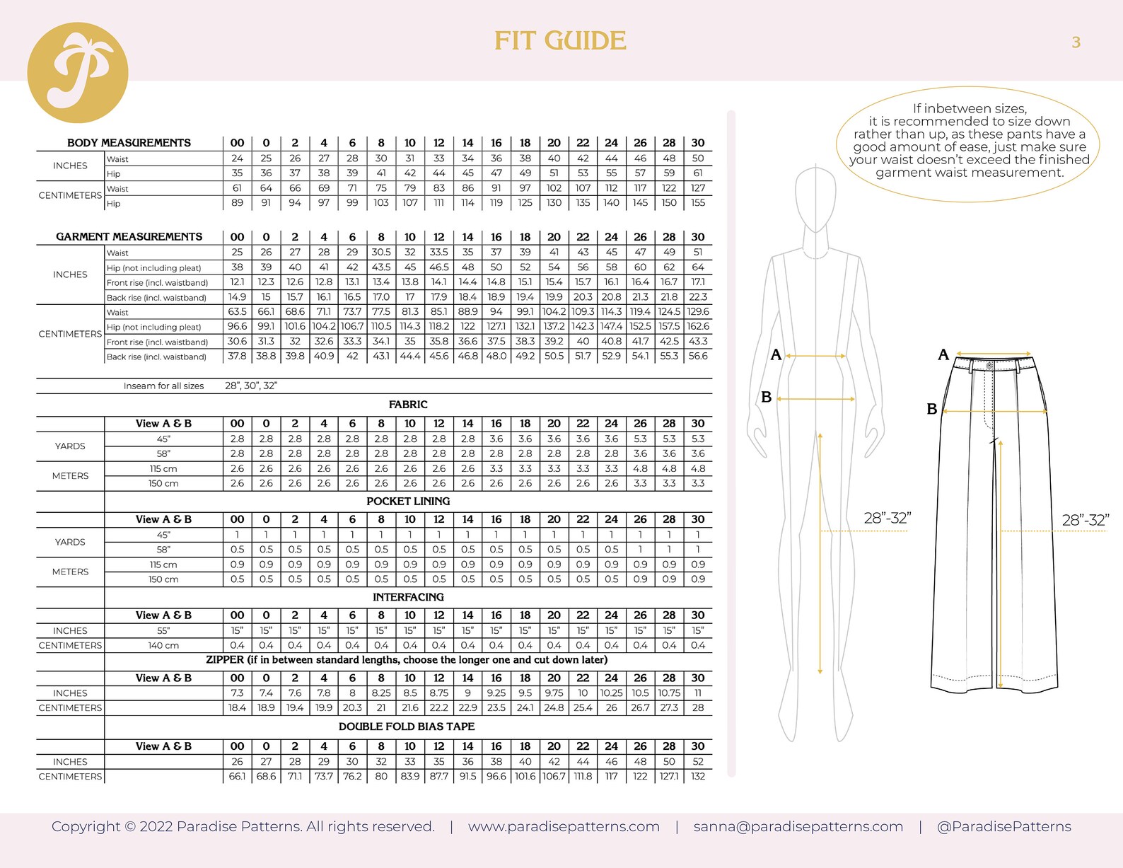Protea Pants PDF Pattern Sizes 00-30 hip 35-61 Chic - Etsy UK