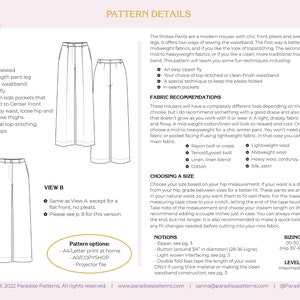 Protea Pants PDF Pattern Sizes 00-30 hip 35-61 Chic - Etsy Australia