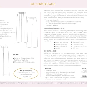 Protea Pants PDF Pattern, Sizes 00-30 (hip 35-61"), Chic and Modern ...