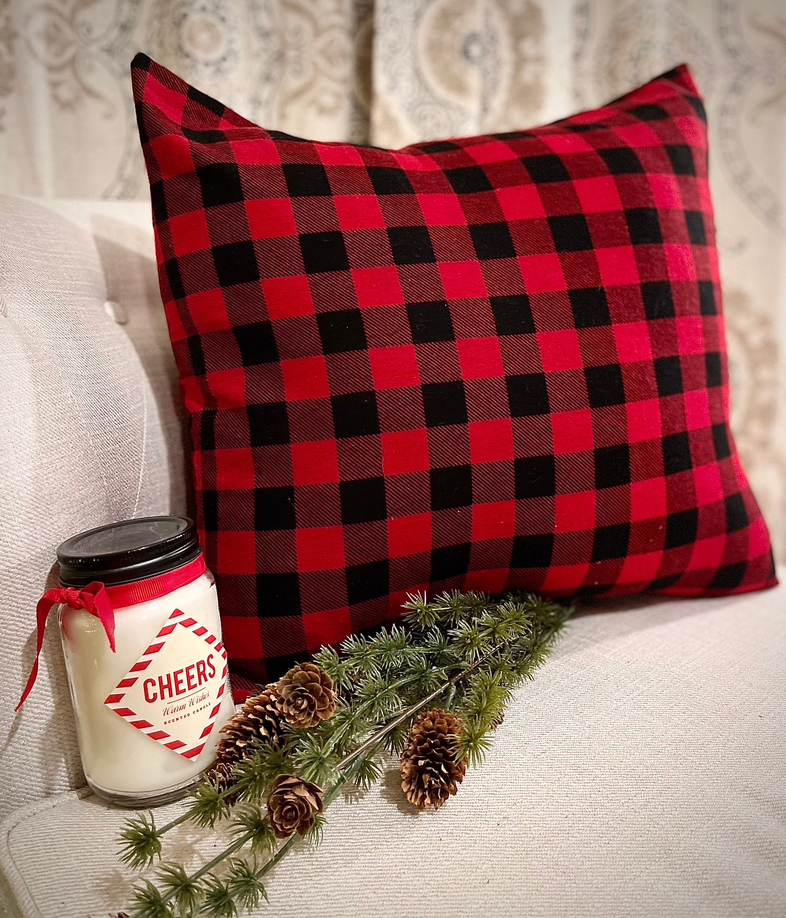 Red and Black Check Pillow Covers - Etsy