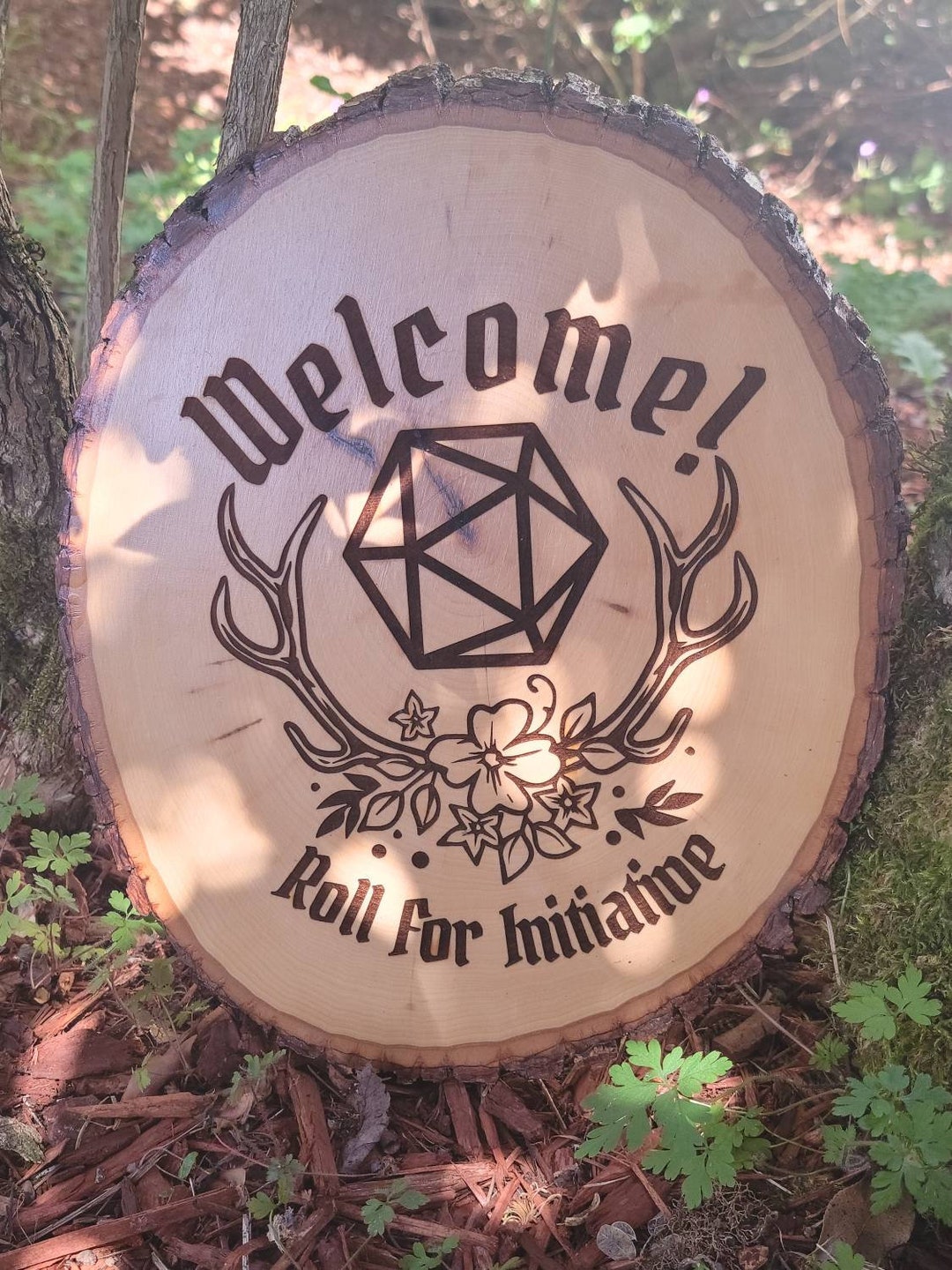 Engraved Welcome Sign Live Edge Round Roll for Initiative - Etsy