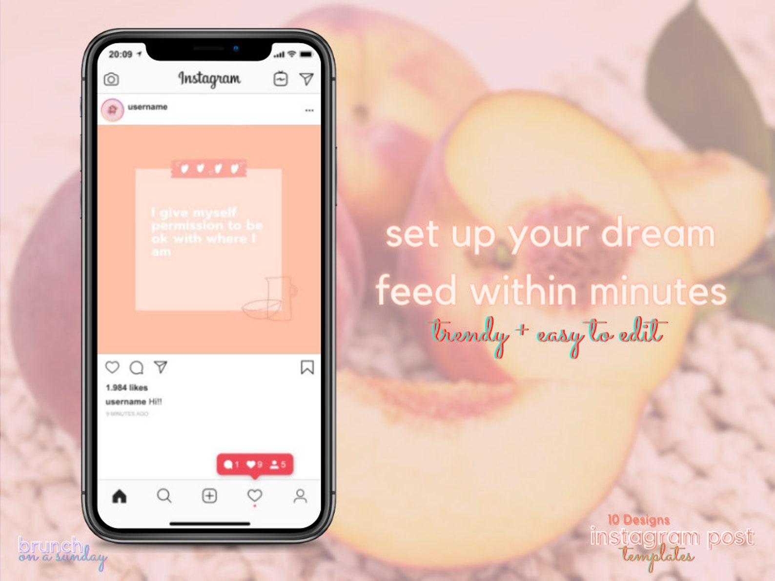 Feeling Peachy Pink Abstract Instagram Templates, Instagram Posts ...