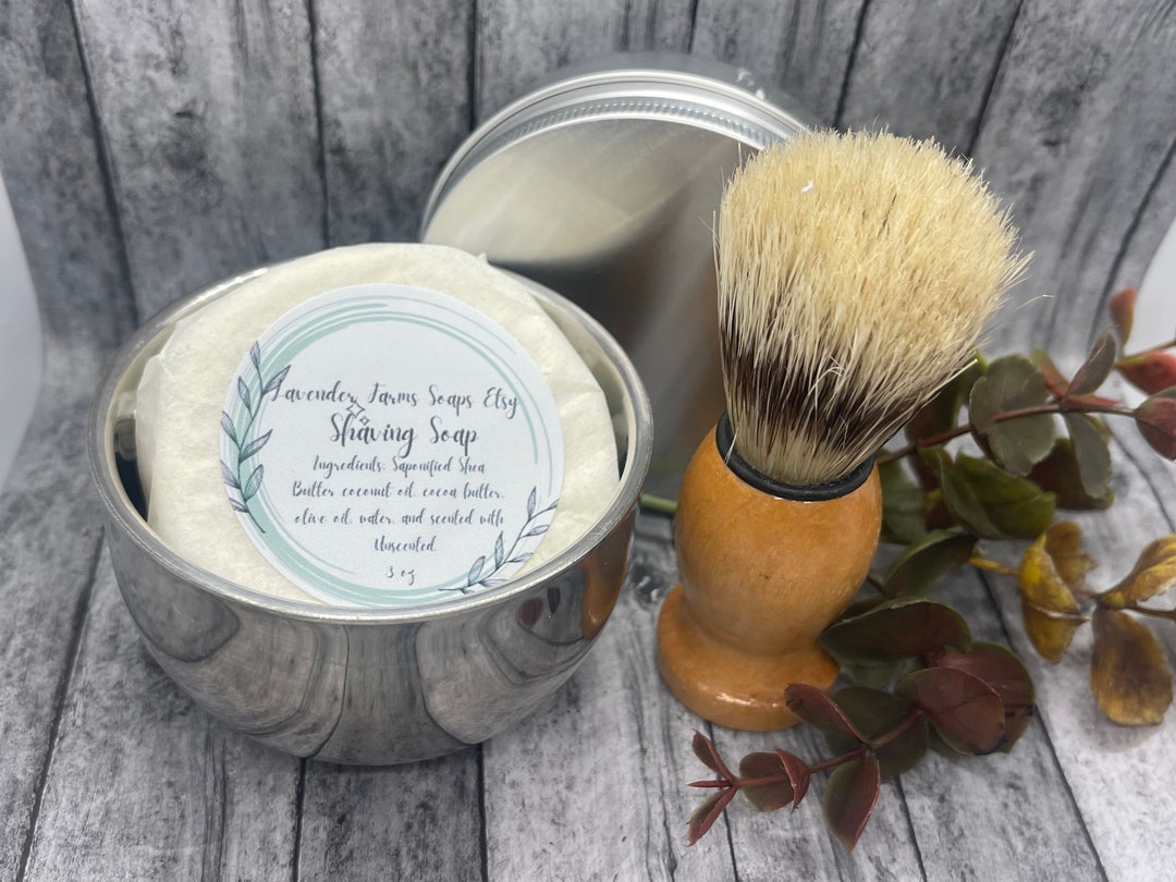 All Natural Shaving Soap Set: Stainless Steel Bowl & Brush - Etsy