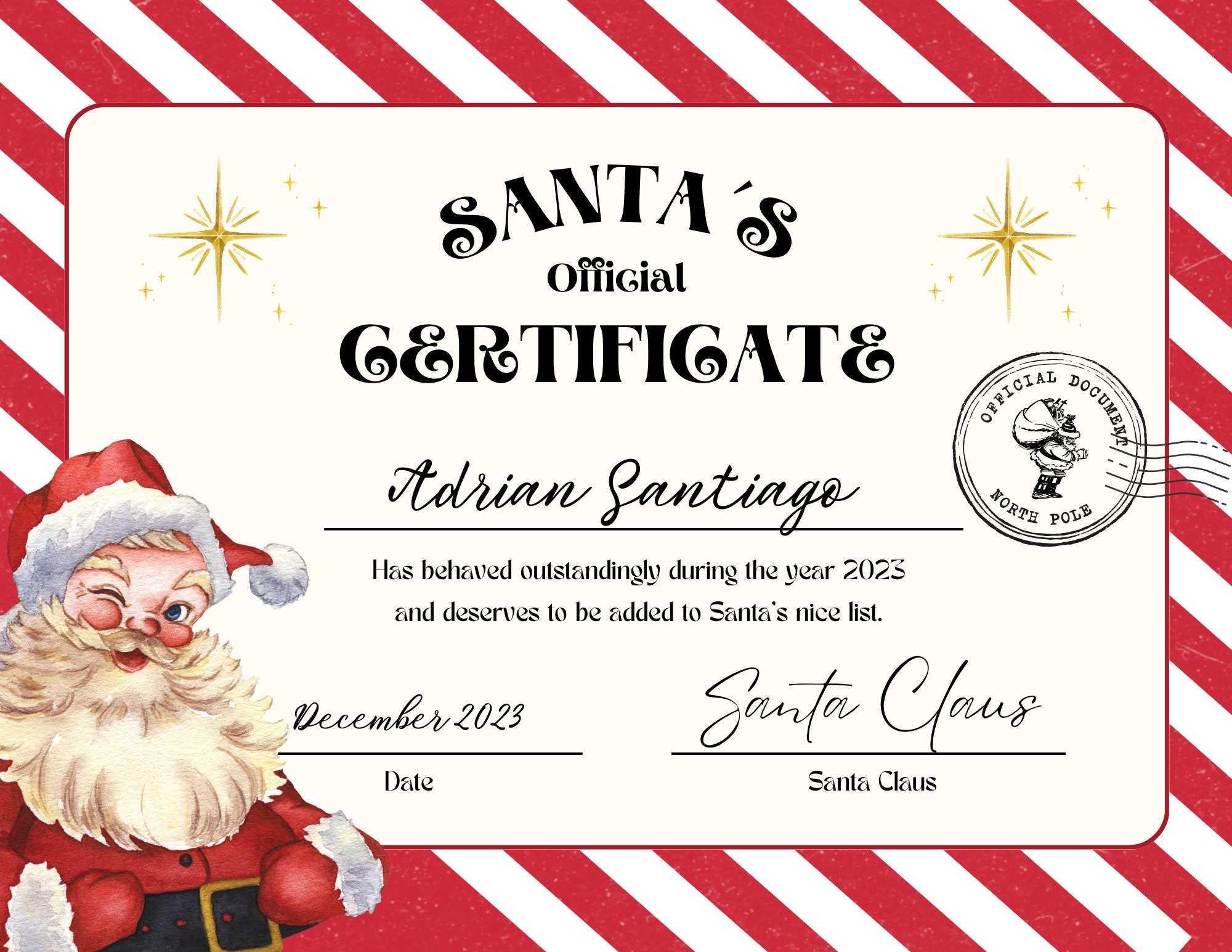 Personalized Letter From Santa Claus & Nice List Certificate- English ...