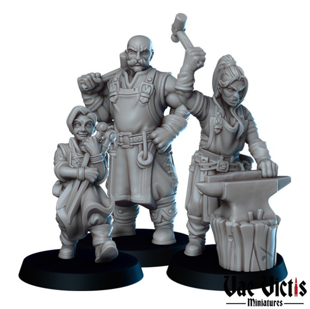 Townsfolk Character Miniatures: Blacksmith Set by Vae Victis (x3 ...