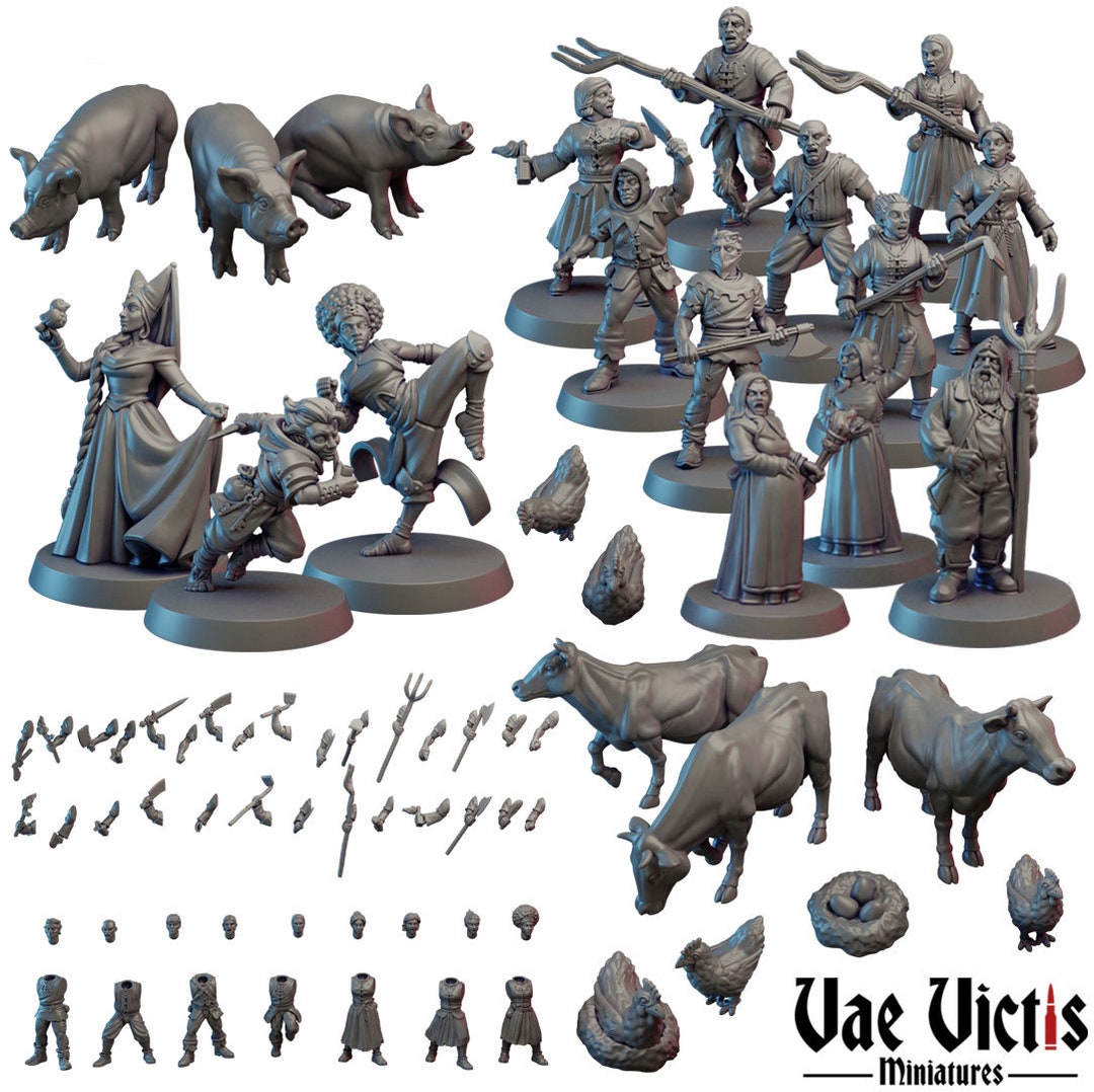 Modular Townsfolk Miniatures: Villagers Uprising by Vae Victis ...