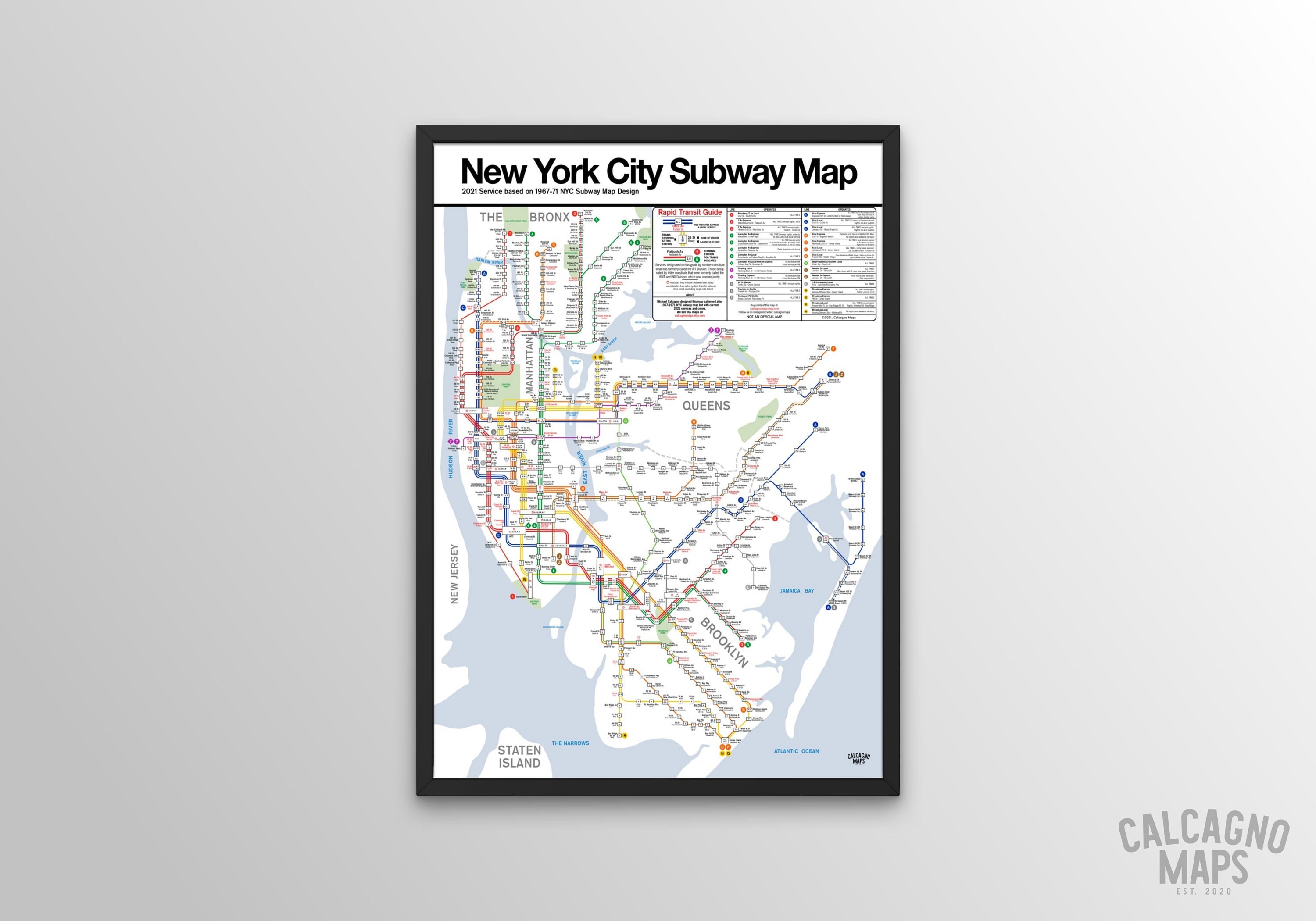 1967-1971 NYC Subway Map With Today's Services & Colors! - Etsy