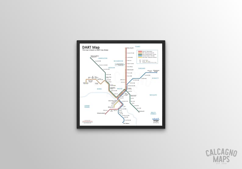 Dallas Light Rail Map Based on BART Map Design (16"x16") - Etsy