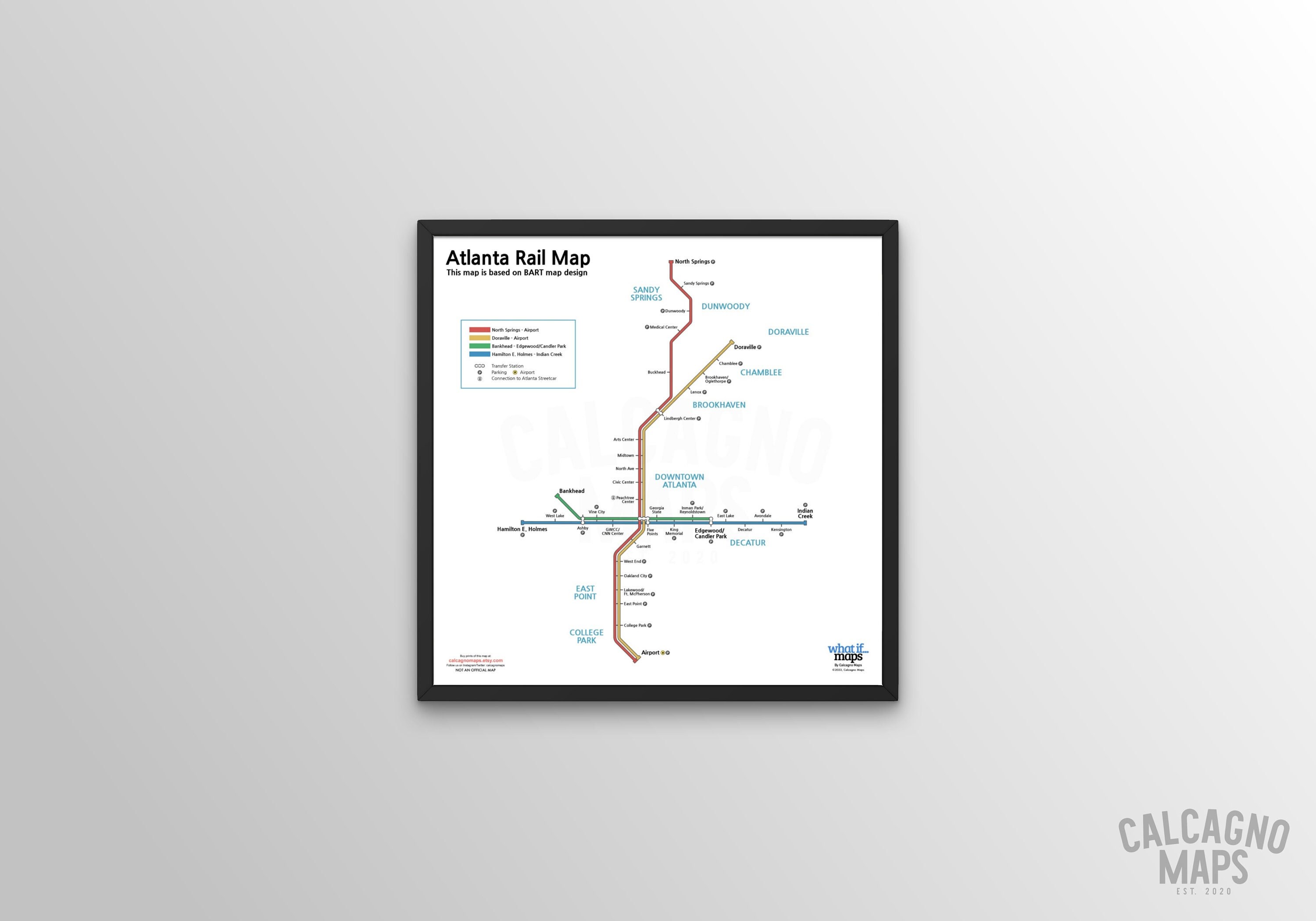 Atlanta Metro Subway Map Useful Atlanta Subway Map Postcard | Zazzle
