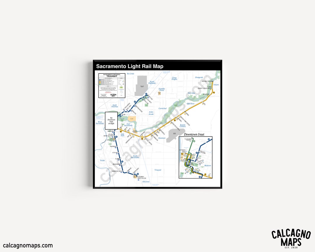 Sacramento Light Rail Map in the Style of Unique Blend Designs of Both ...
