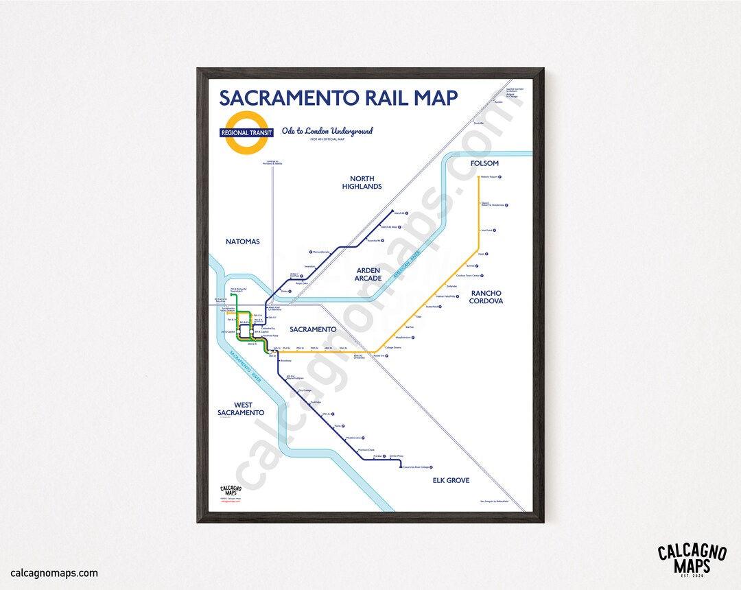 Sacramento Light Rail Map in the Style of the Famous London Underground ...