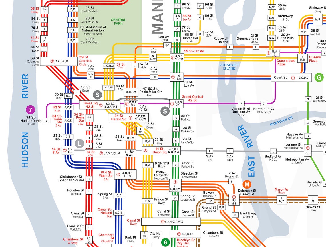 1967-1971 NYC Subway Map With Today's Services & Colors! - Etsy