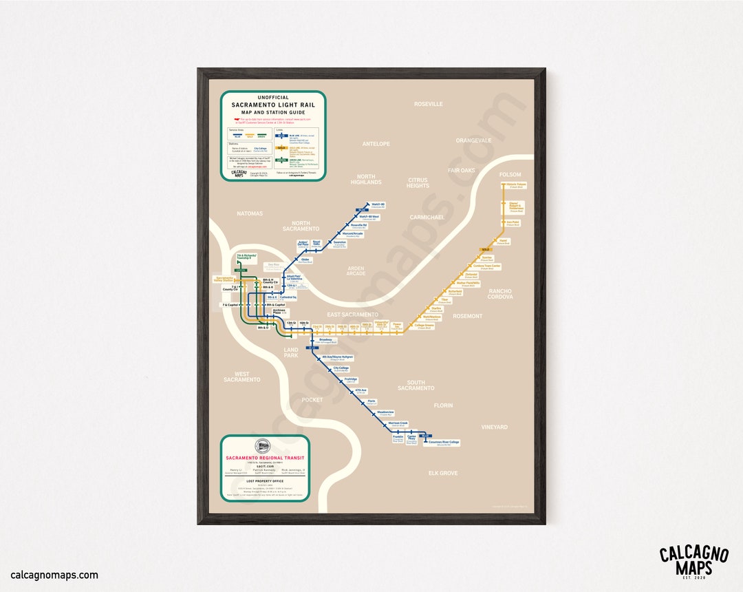 Sacramento Light Rail Map in the Style of 1950s George Salomon's New ...