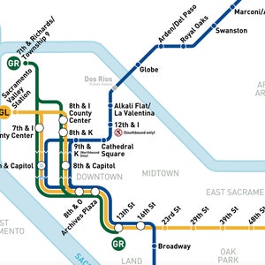 Sacramento Light Rail Map in the Style of Los Angeles Metro Map! - Etsy