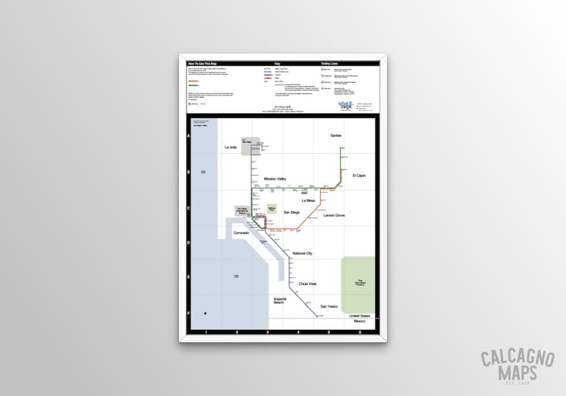 San Diego Trolley Map Vignelli-inspired Design updated With Blue Line ...