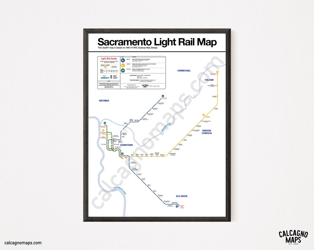 Sacramento Light Rail Map in the Style of the 1967-1971 NYC Subway Map ...