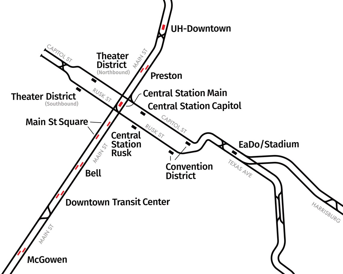 Houston Light Rail Track Map | Etsy