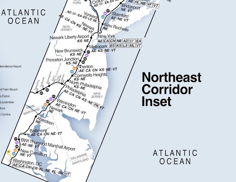 Amtrak Map in the Style of 1979 to Mid-1990s NYC Subway Map - Etsy