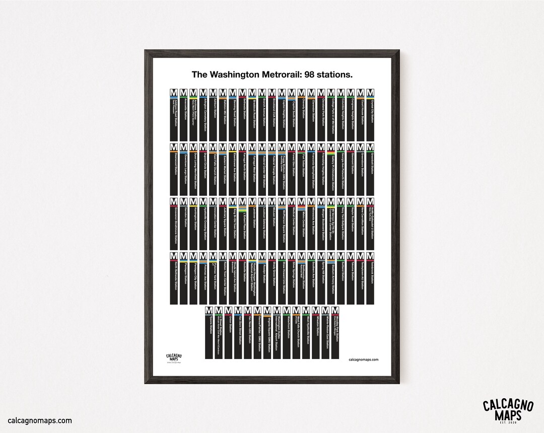The Washington Metrorail: 98 Stations, 1 Poster - Etsy