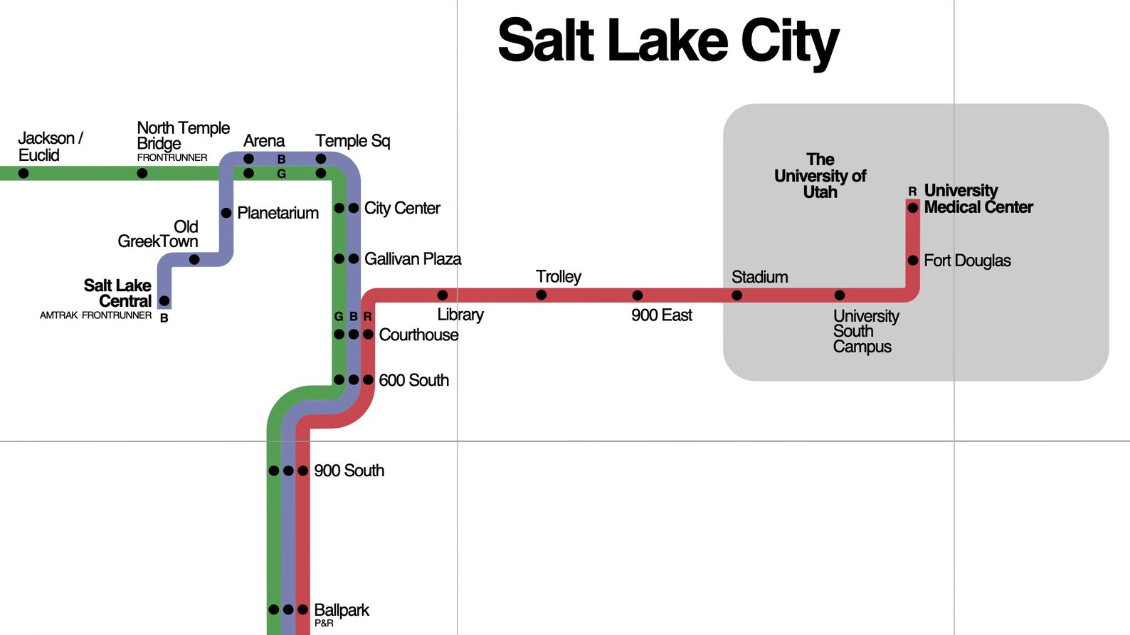 Salt Lake City Light Rail Map - Vignelli-inspired Design! - Etsy