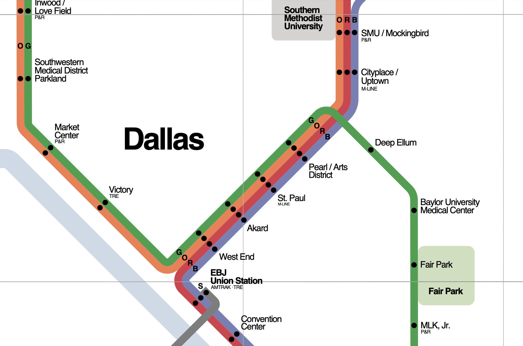 Dallas Light Rail Map - Vignelli-inspired Design! - Etsy
