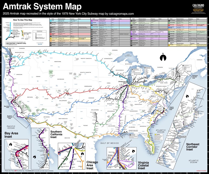 Amtrak Map in the Style of 1979 to Mid-1990s NYC Subway Map - Etsy