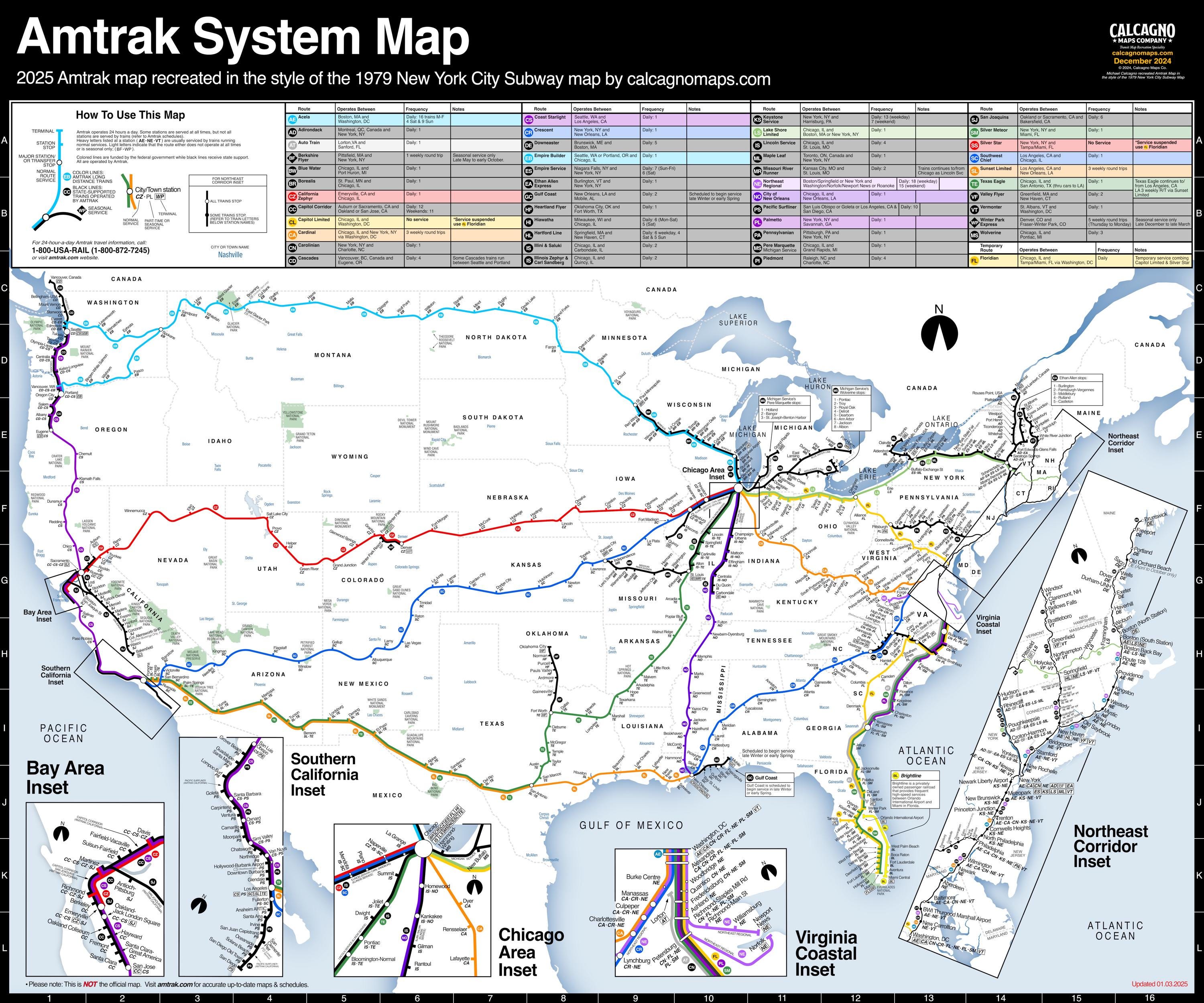 Amtrak Map in the Style of 1979 to Mid-1990s NYC Subway Map - Etsy