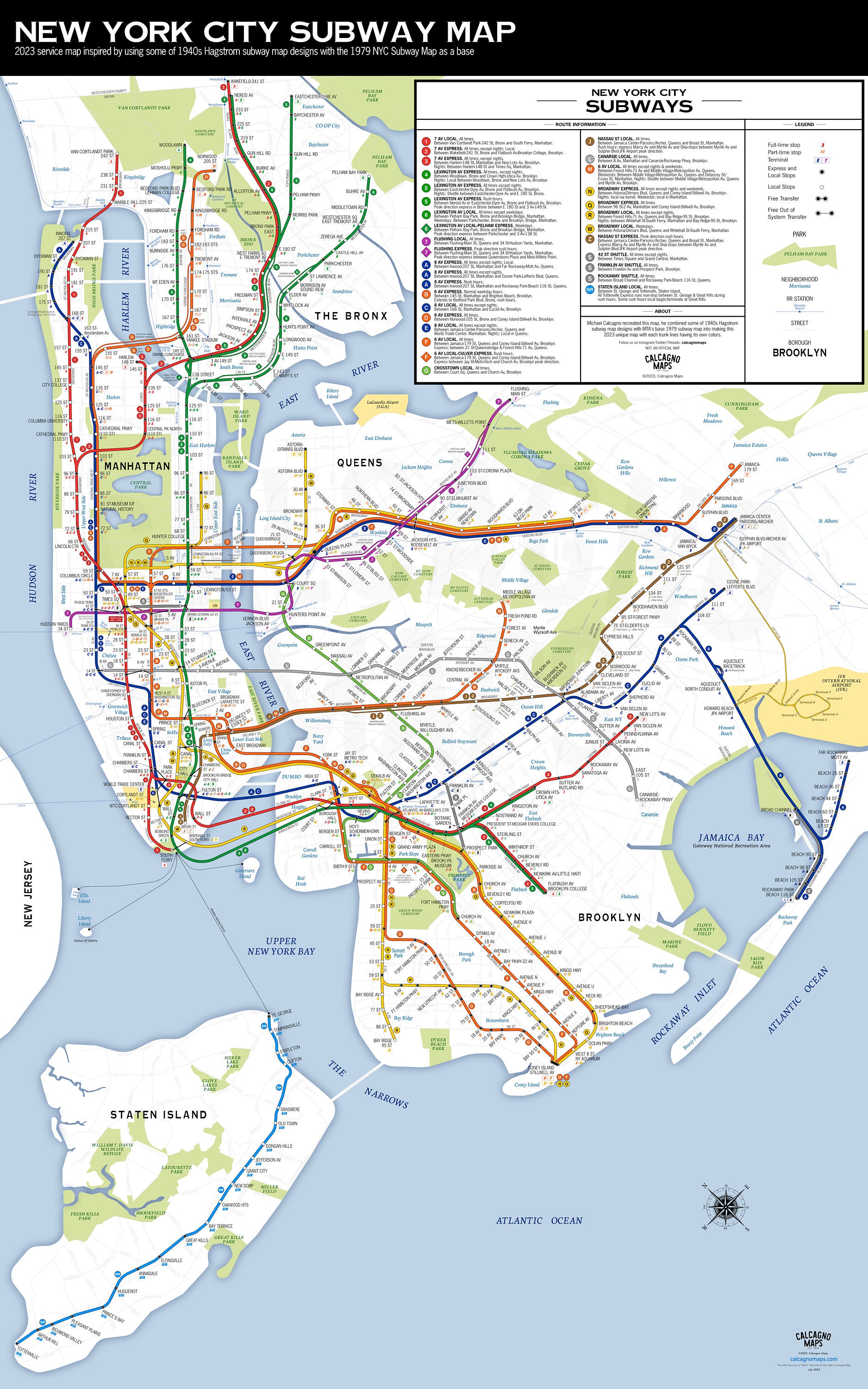 2024 New York City Subway Map in the Hybrid Style of Old Hagstrom and ...