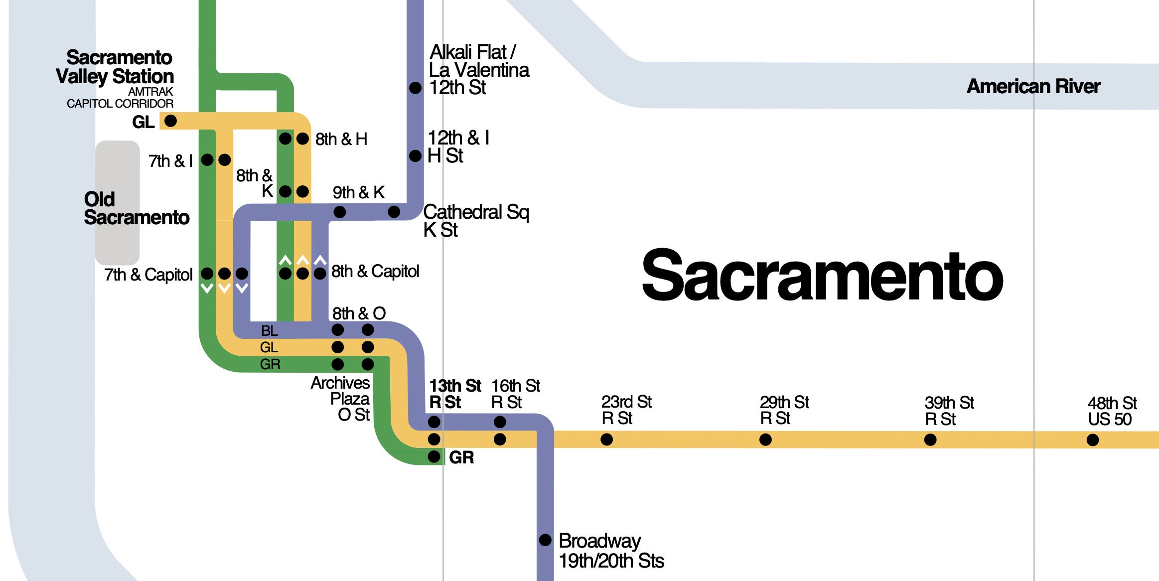 Sacramento Light Rail Map Vignelli-inspired Design - Etsy
