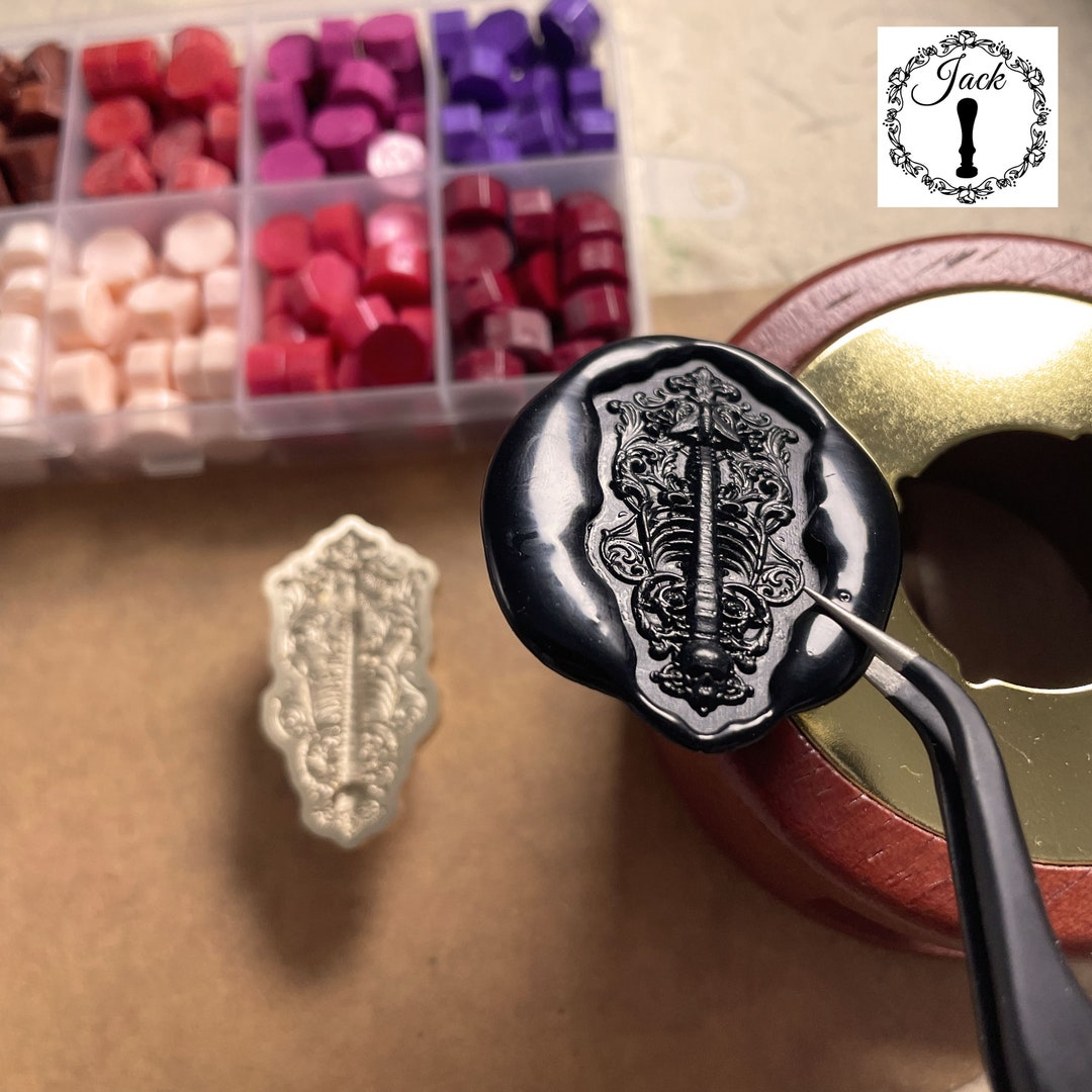 Skeleton 3D Relief Wax Stamp, 3D Embossed Wax Stamp, Skull Wax Stamp ...