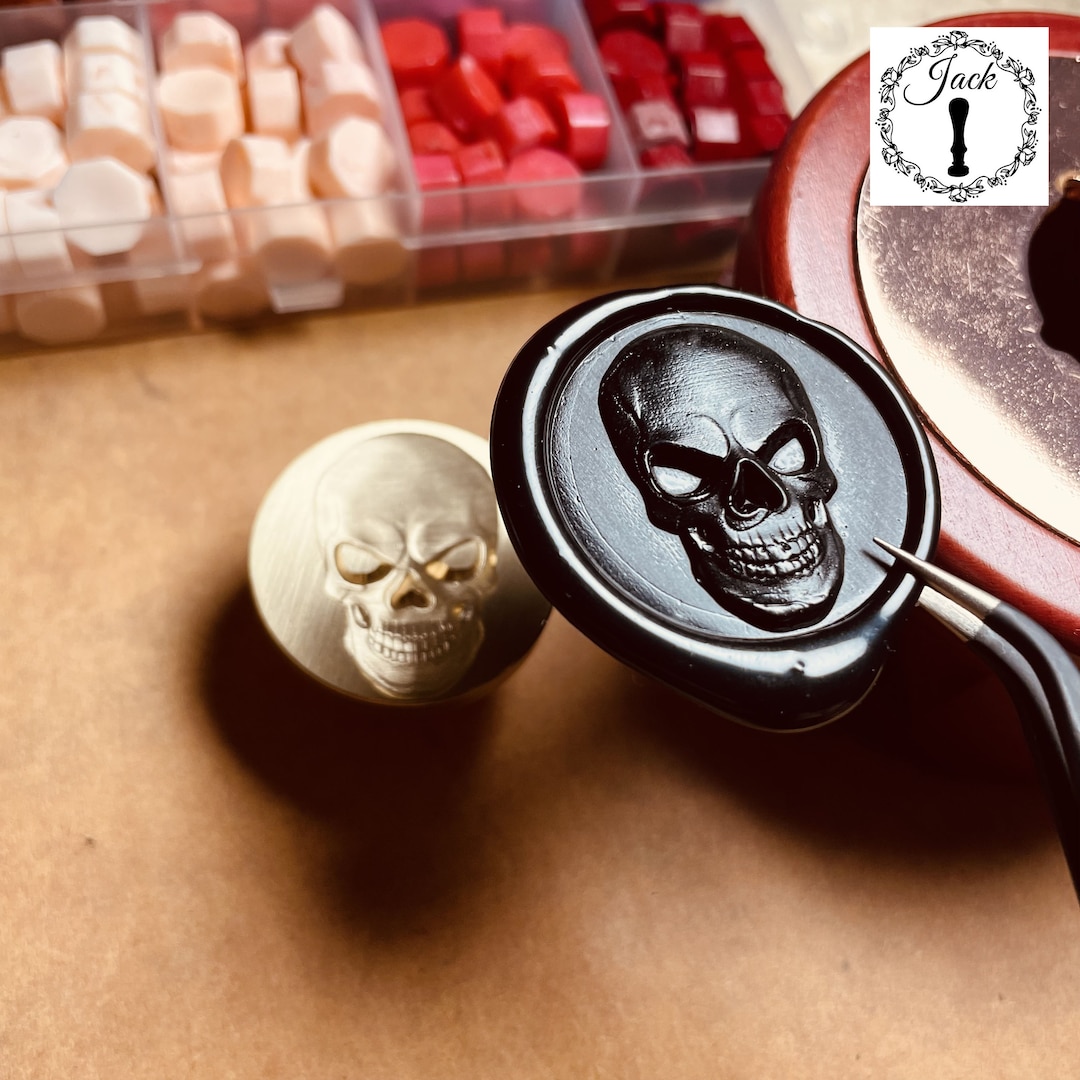 Wax Seal Stamp Skull Head, 3D Skull Embossed Wax Seal Stamp, Retro ...