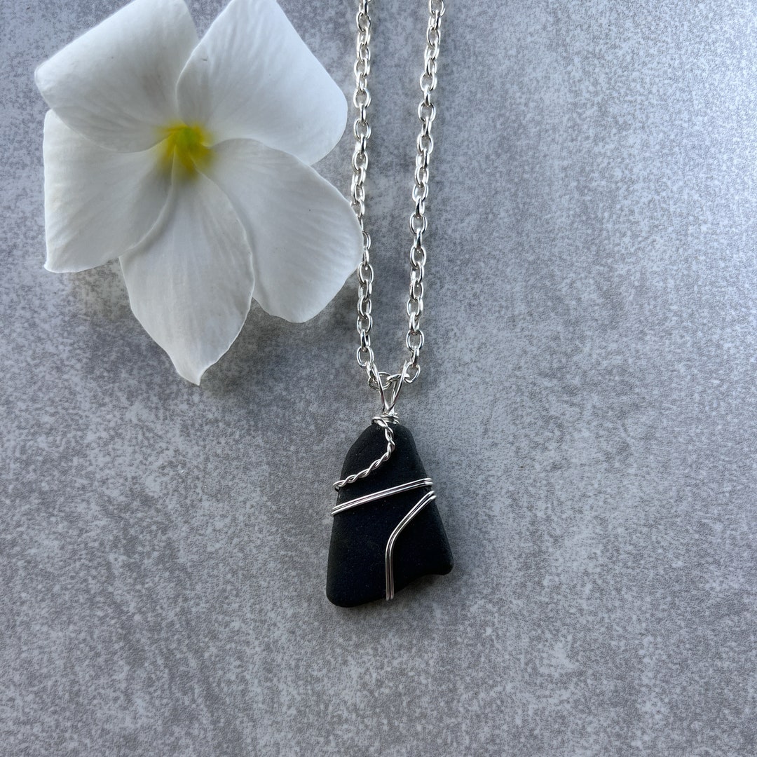 Extremely Rare Black Sea Glass Necklace-pirate Glass - Etsy