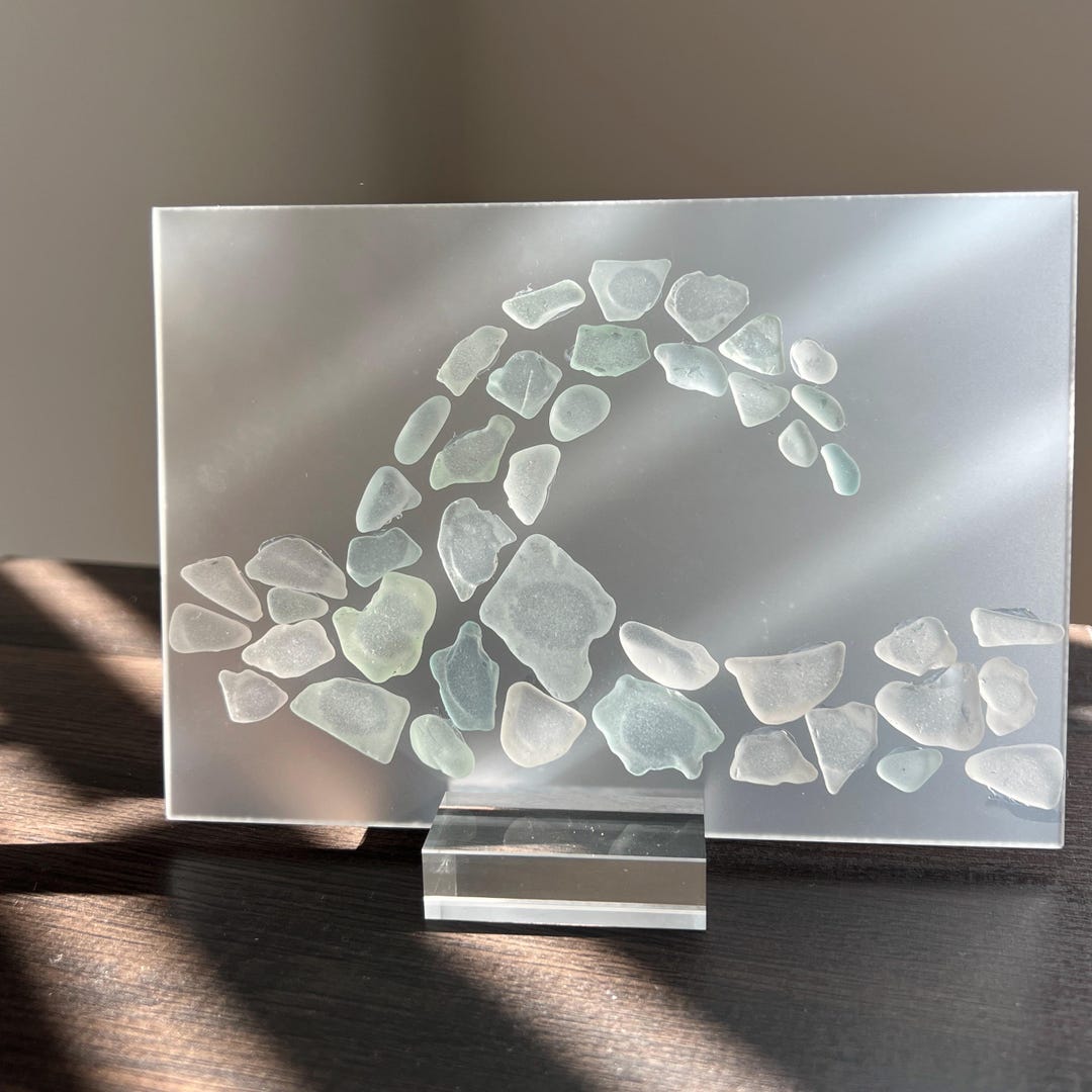 Genuine Sea Glass and Acrylic Panel Artwork - Ocean Wave Sea Glass ...